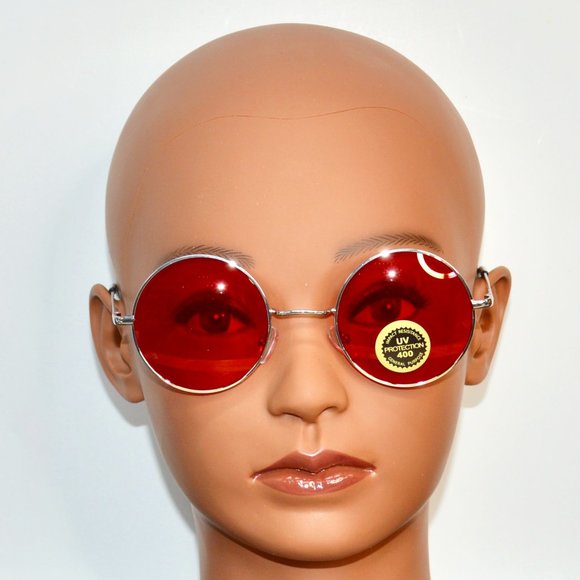 Accessories | Vintage Style Red Round Retro Sunglasses | Poshmark